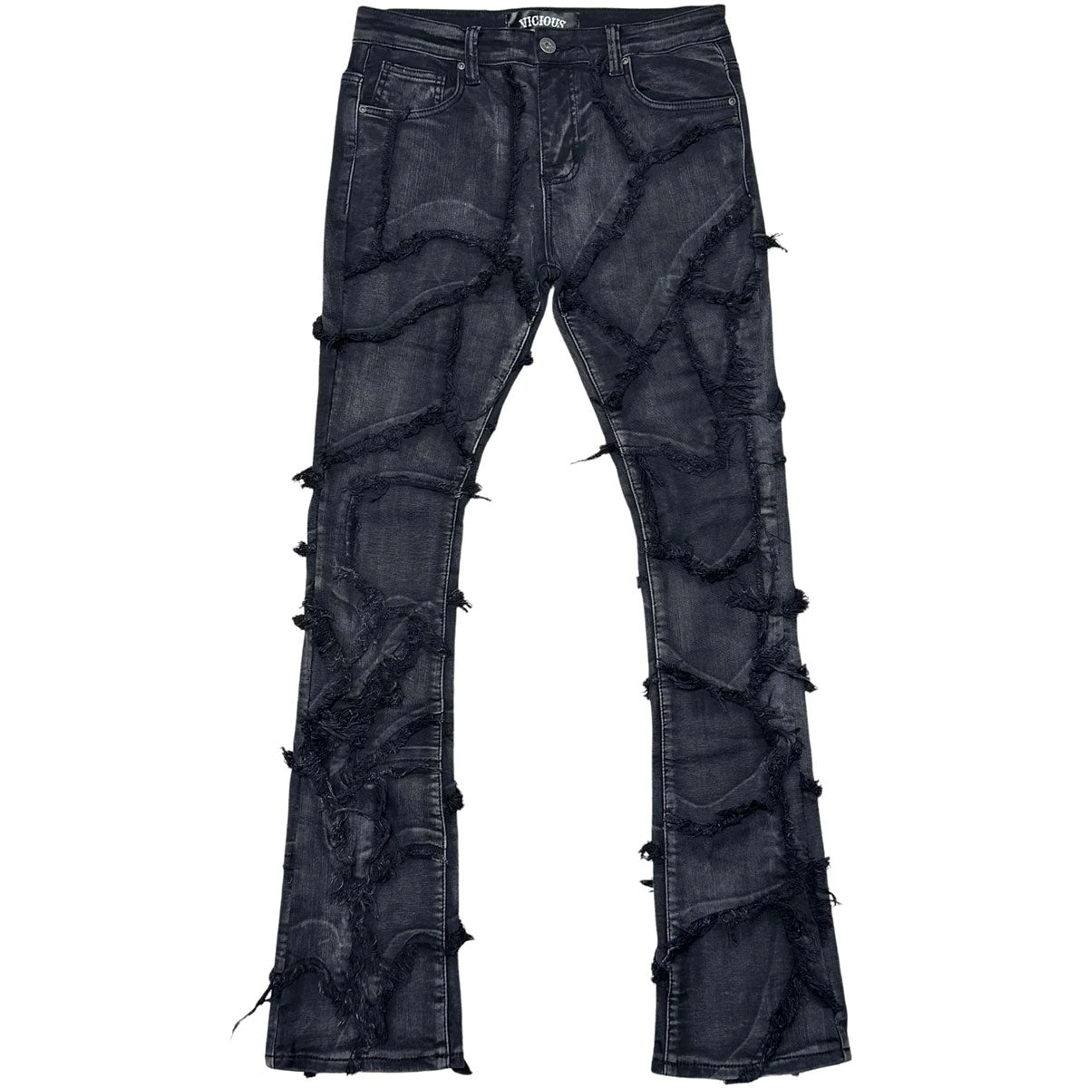 VC627 Stacked Jeans (Raggy Black) | Vicious – Urban Street Wear