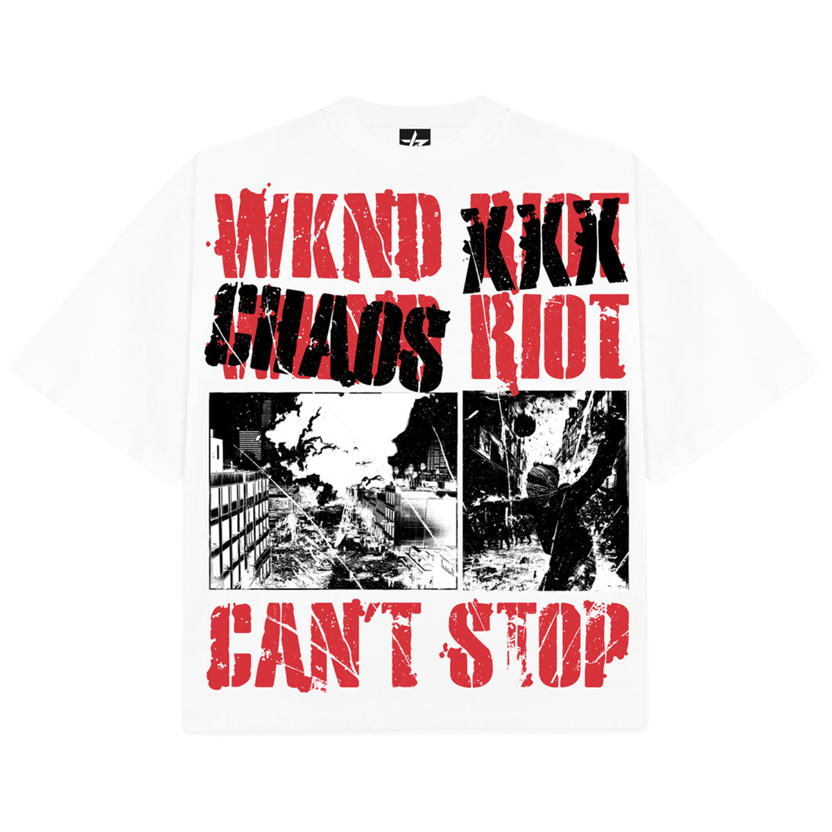 Can't Stop The Riot Tee (White) | WKND RIOT – Urban Street Wear