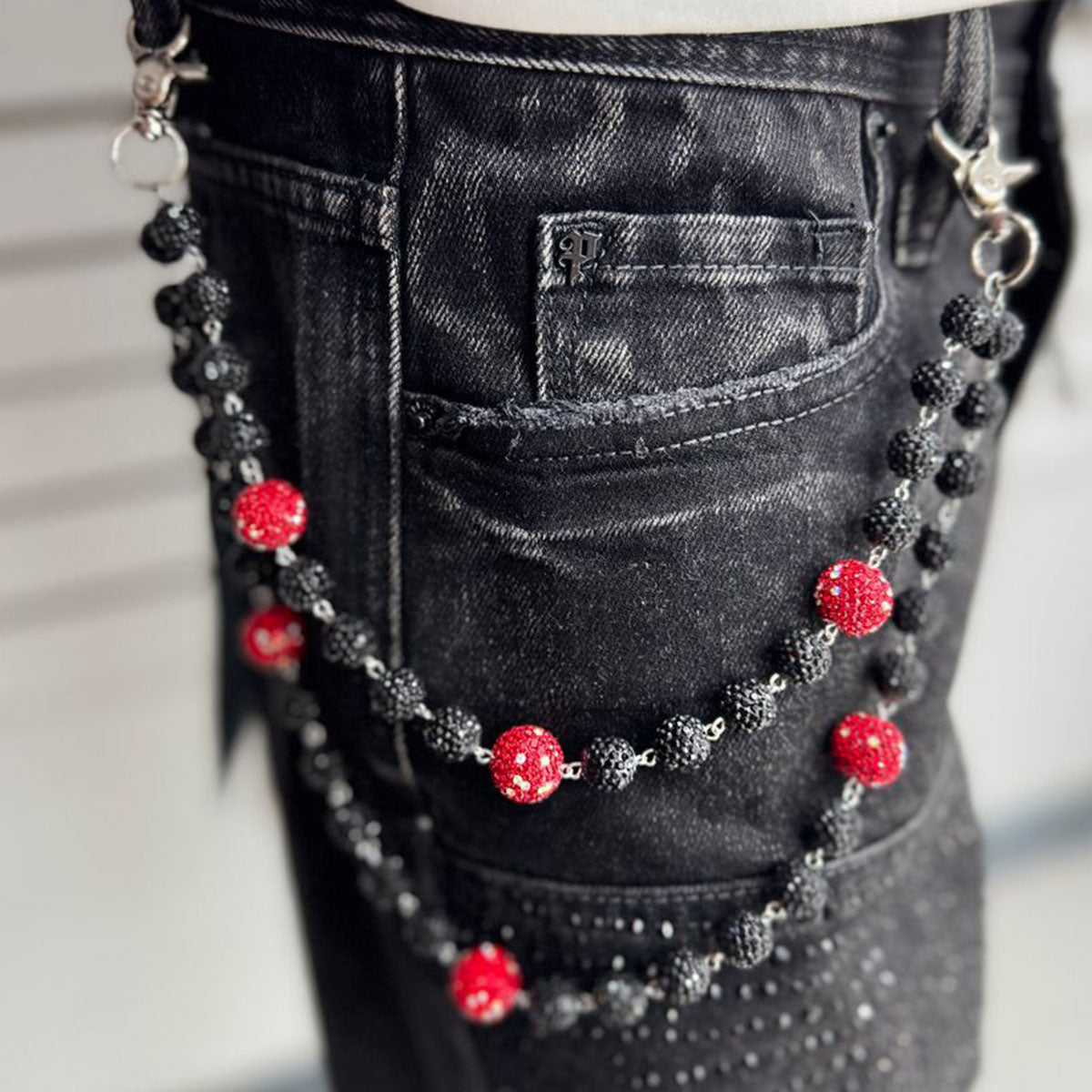 Black Red Pocket Chain with Dots | Drunz – Urban Street Wear