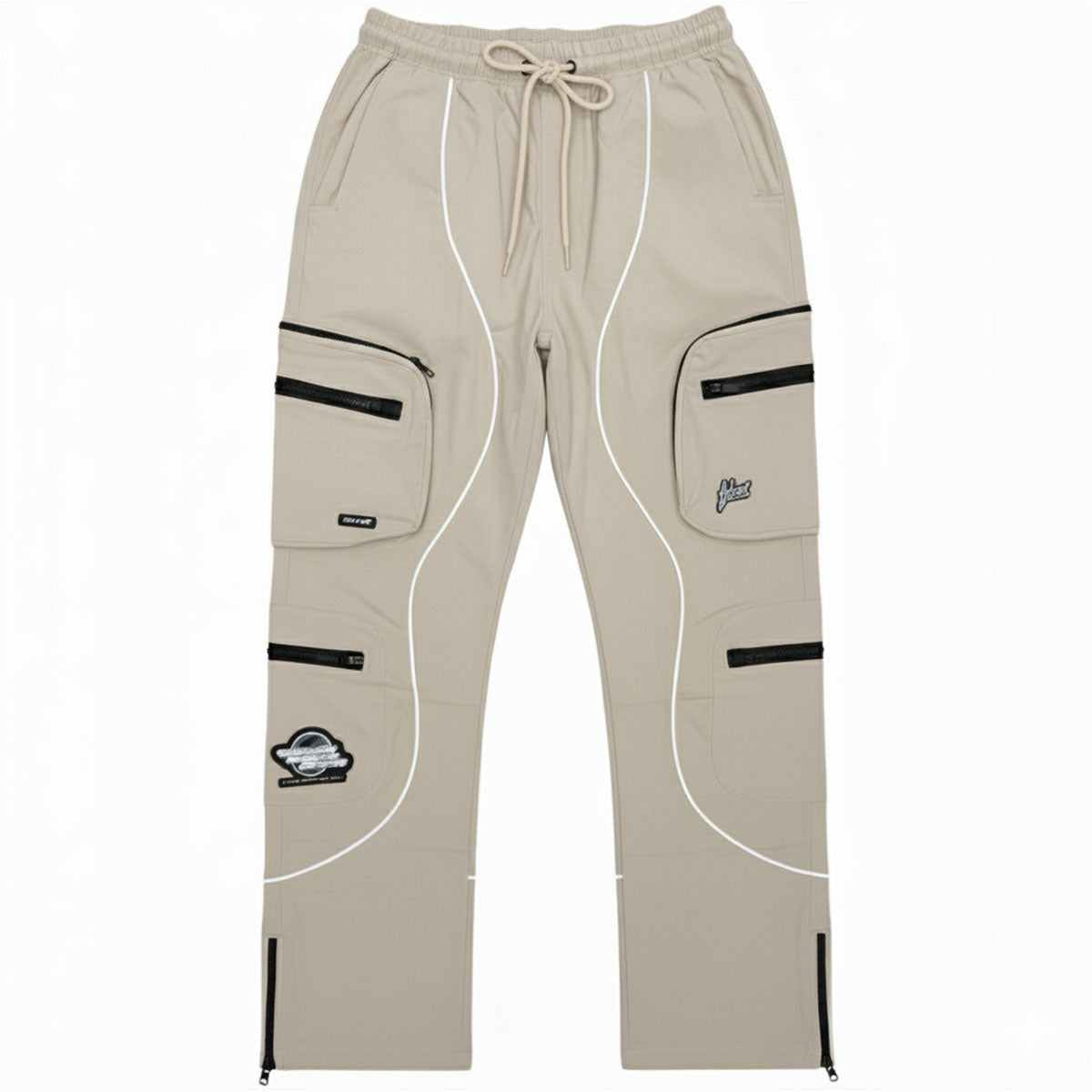 Baggy Vortex Reflective Pants (Khaki) | FSHNS Brand – Urban Street Wear