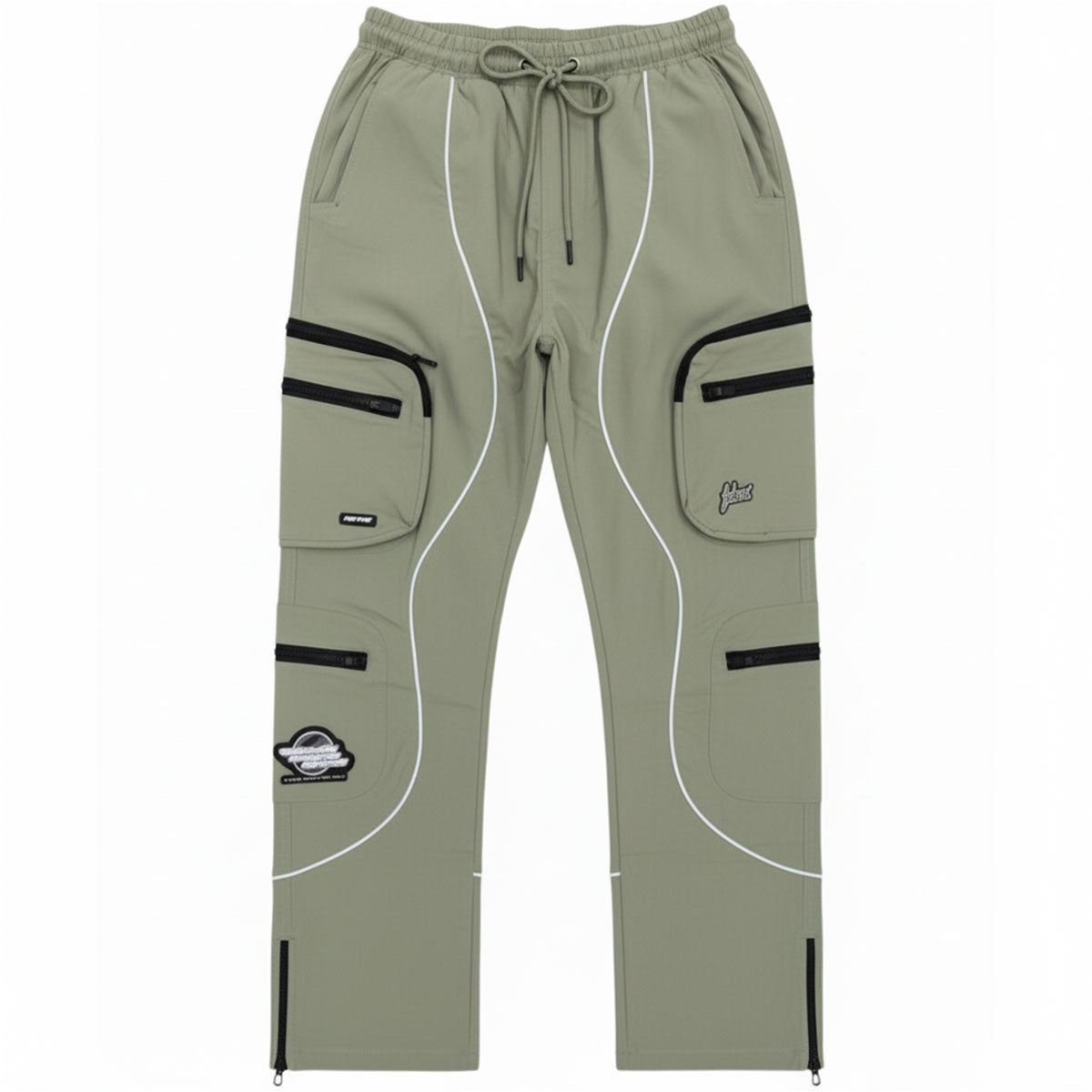 Baggy Vortex Reflective Pants (Olive) | FSHNS Brand – Urban Street Wear